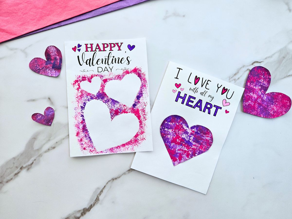 Heart Sponge Painting Craft + Cards (Perfect for Valentine's Day!)