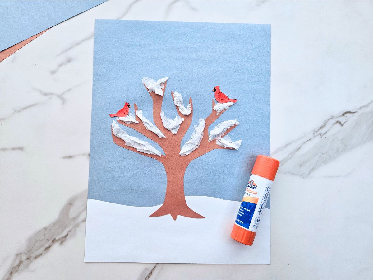 Winter Tree Tissue Paper Craft for Kids - Raise Curious Kids