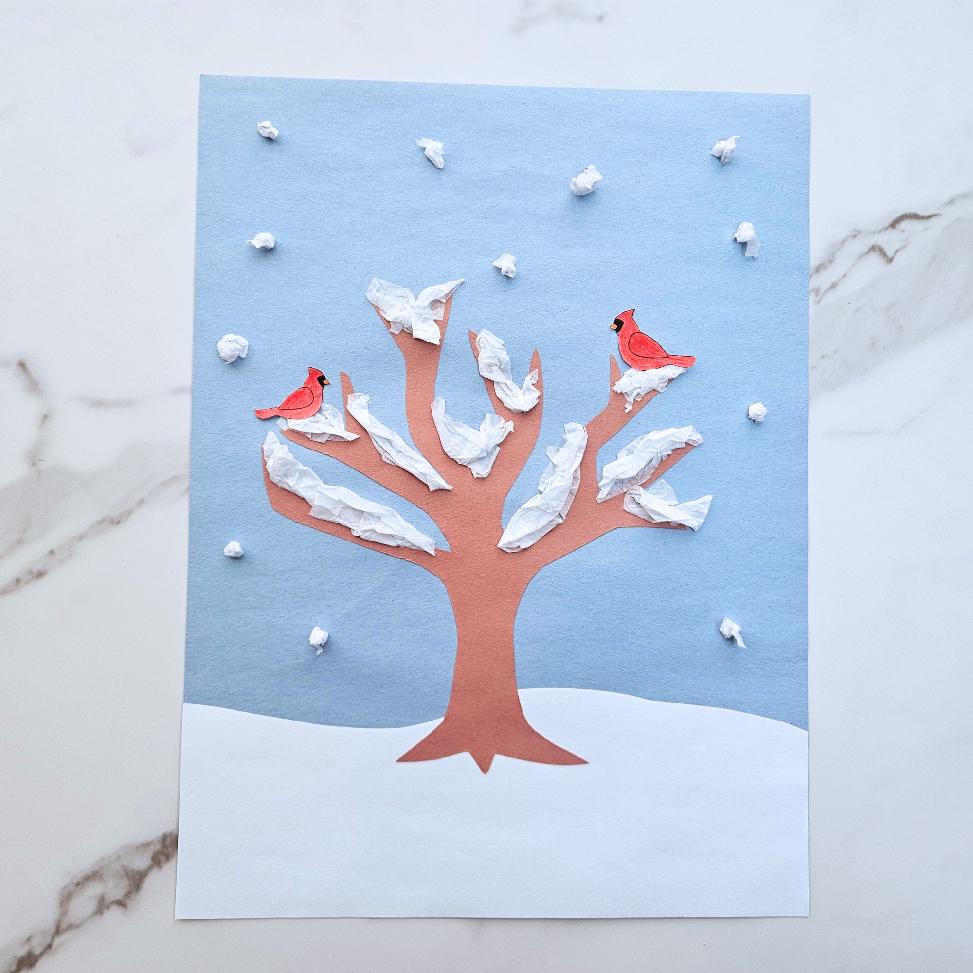 Winter Tree Tissue Paper Craft for Kids - Raise Curious Kids