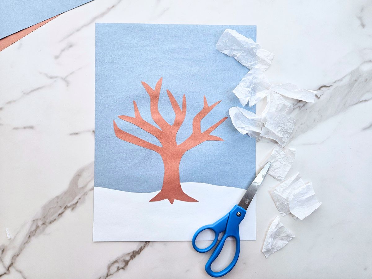 Winter Tree Tissue Paper Craft for Kids - Raise Curious Kids