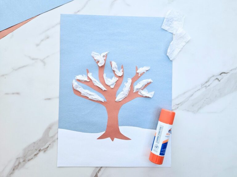 Winter Tree Tissue Paper Craft for Kids - Raise Curious Kids