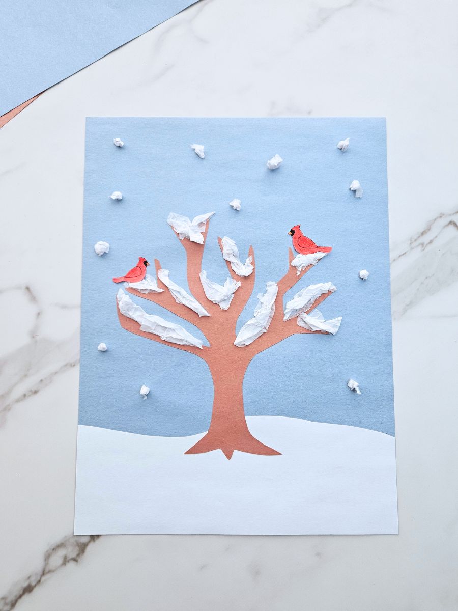 Winter Tree Tissue Paper Craft for Kids - Raise Curious Kids