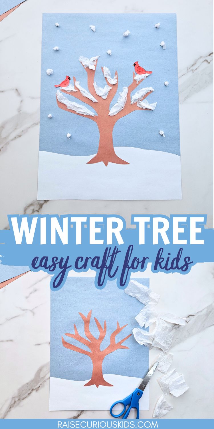 Winter Tree Tissue Paper Craft for Kids - Raise Curious Kids
