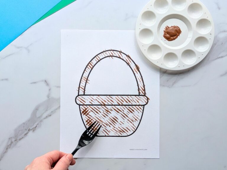 Easter Basket Fork-Painting Craft - Raise Curious Kids