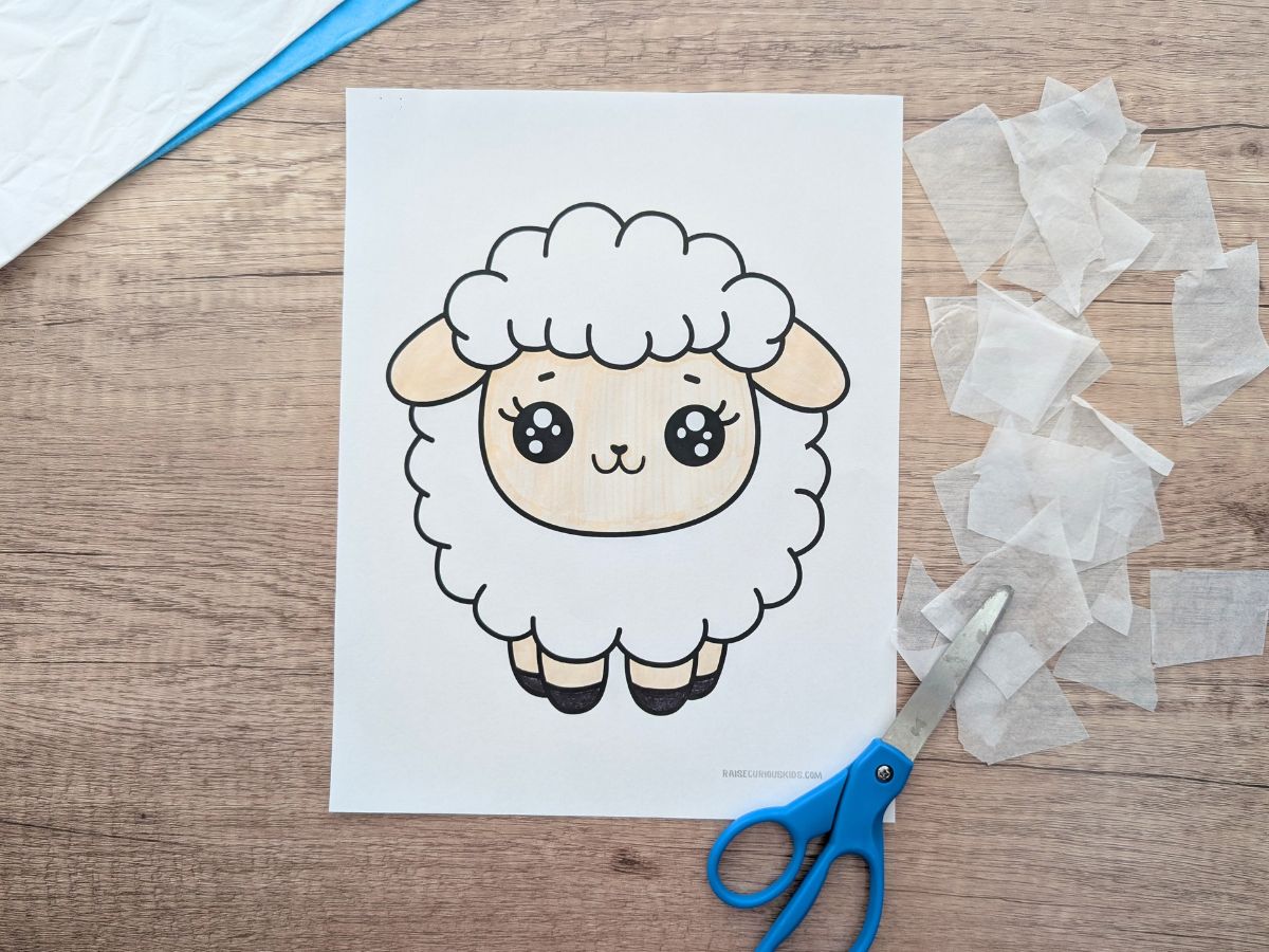 Easy Sheep Tissue Paper Craft for Kids - Raise Curious Kids