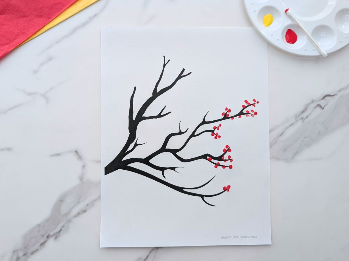 Cherry Blossom (or Plum Blossom) Painting Craft - Raise Curious Kids