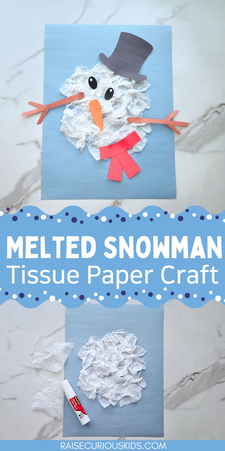 Melted Snowman Tissue Paper Craft - Raise Curious Kids