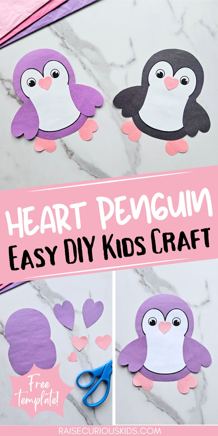 Easy Penguin Heart Craft - Raise Curious Kids