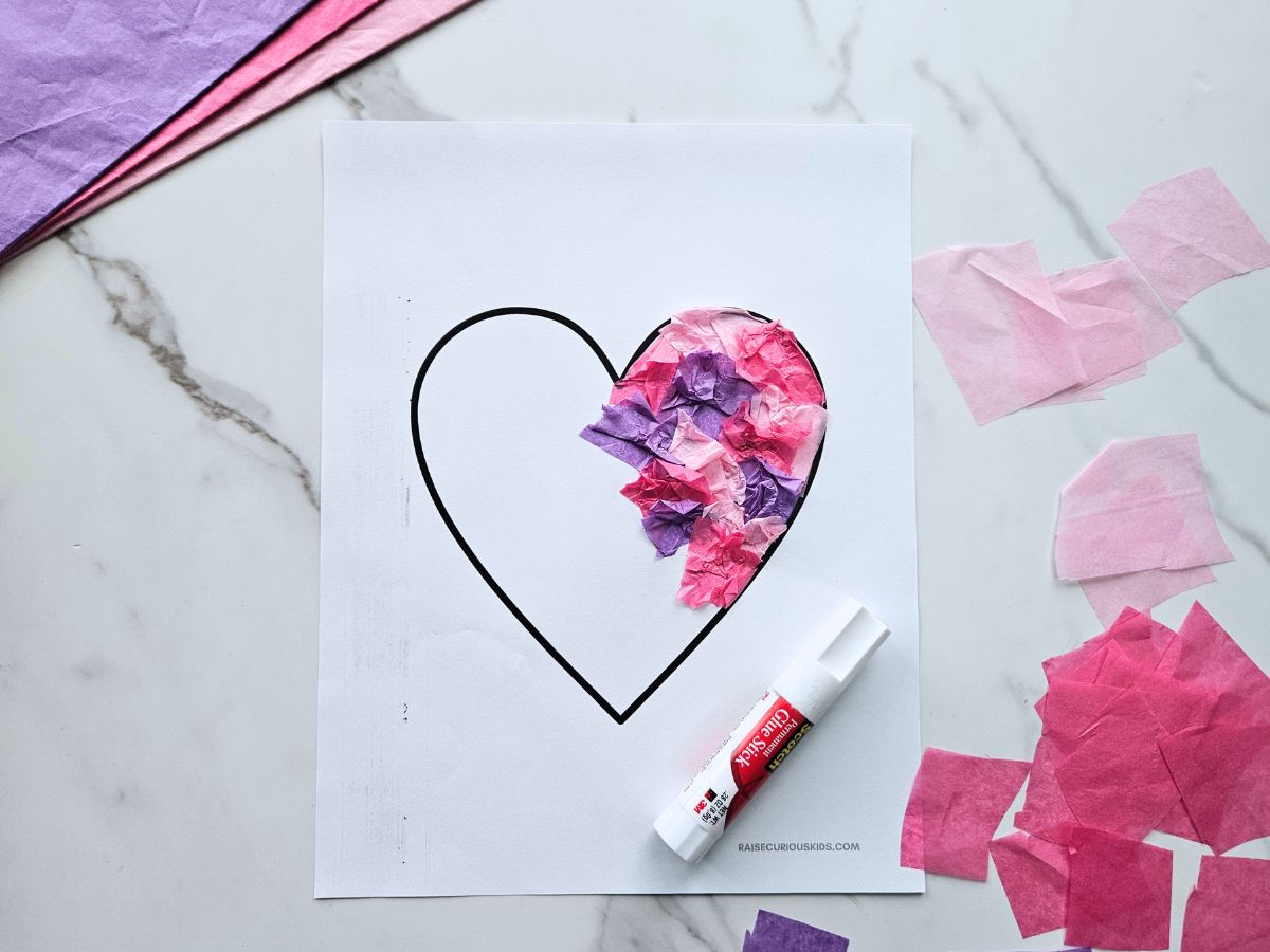 Super Simple Heart Tissue Paper Craft - Raise Curious Kids